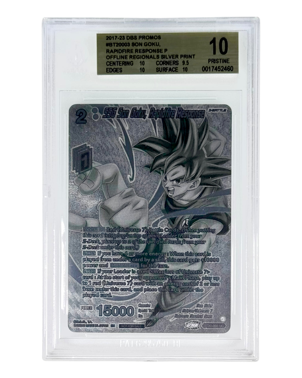 Son Goku Dragonball Super Card Game Promo Regional's Silver Print #BT2 ...