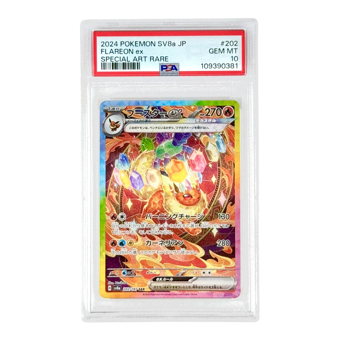 Flareon 2024 Pokemon Japanese Sv8a #202 SAR PSA 10 – Yamacardo
