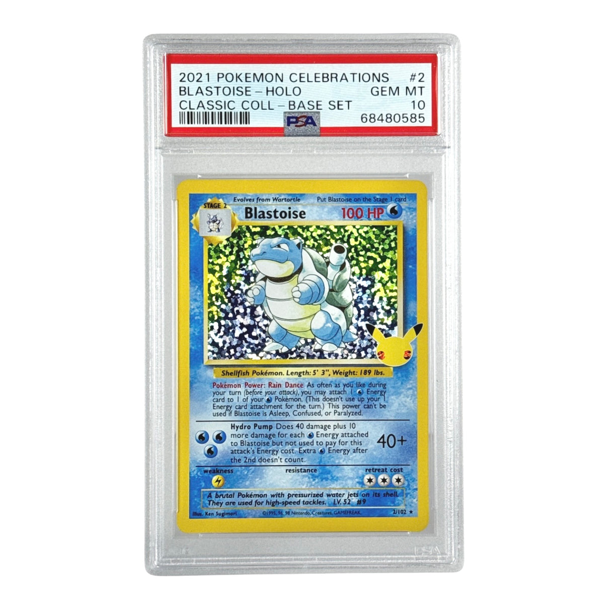 Blastoise 2021 Pokemon English 25th Anniversary Base Set Holo #2 PSA 1 ...